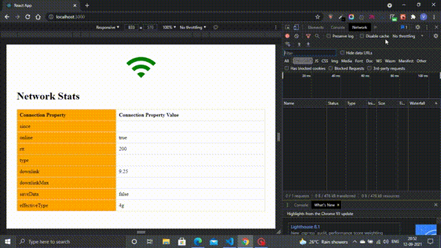 React hook to detect online and offline network status and get network ...
