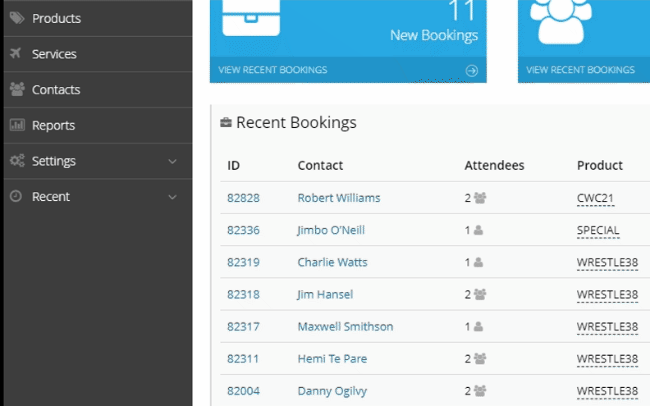 Recent booking list - Intellibook