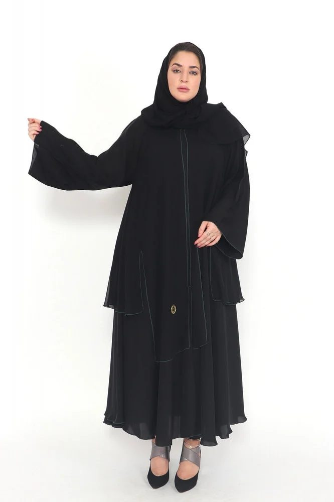 عباية كلوش شيفون بحياكه زيتي. تتميز عباية كلوش شيفون بحياكه زيتي من… | by Sara Esam | Medium