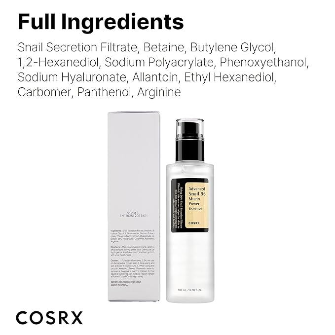 COSRX Snail Mucin 96% Power Repairing Essence 3.38 fl.oz 100ml ...