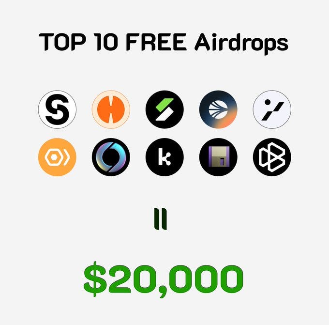TOP 10 FREE Airdrops. Step-by-step guides in this article | by Depin ...