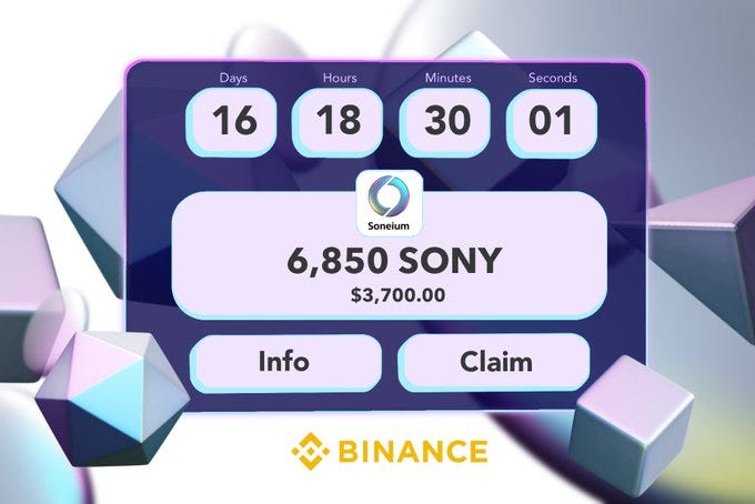 $SONY Listing On Binance Almost Confirmed:The Soneium Airdrop Will ...
