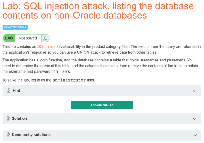 Portswigger Sql Injection Attack Listing The Database Contents On Non Oracle Databases By 2391