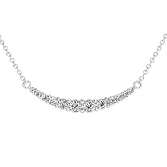 1/2Ct TW Diamond Graduated Bar Necklace 14k Gold Lab Grown Pendant 28mm ...