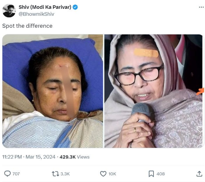 Mamata Banerjee’s injury: Old photo shared in a collage to mock Bengal CM | by Jyothic | Apr ...