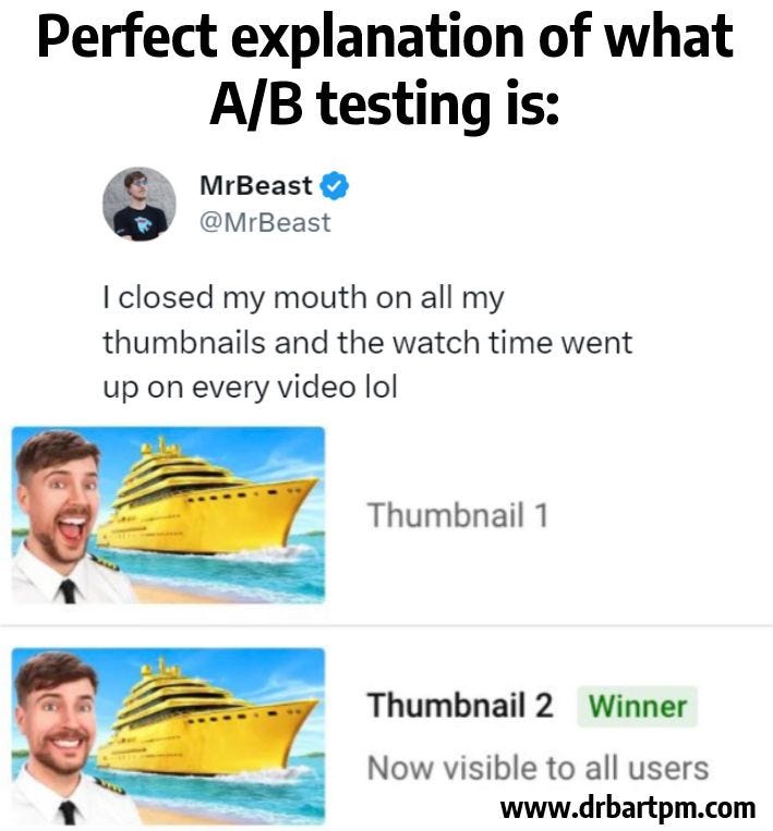 Perfect explanation of what A/B testing is (from Mr. Beast) | by Dr ...