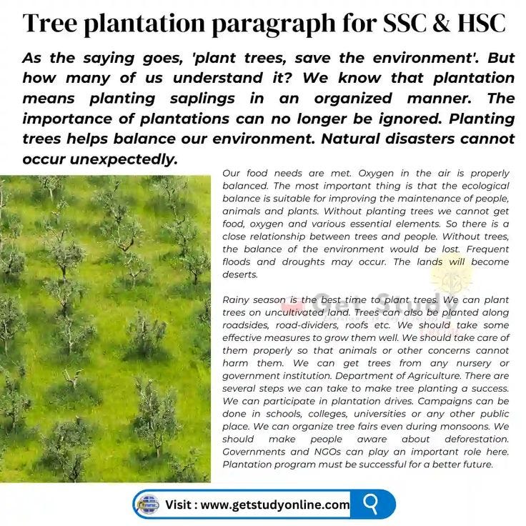 Tree plantation paragraph for hsc | Tree plantation paragraph for ssc ...