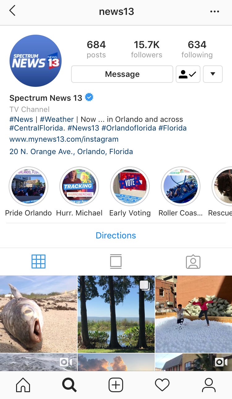 Instagram and Channel 13’s usage. When searching through Instagram for ...