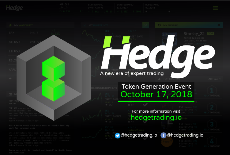 Hedge Token Generation Event!. We are pleased to announce the token ...