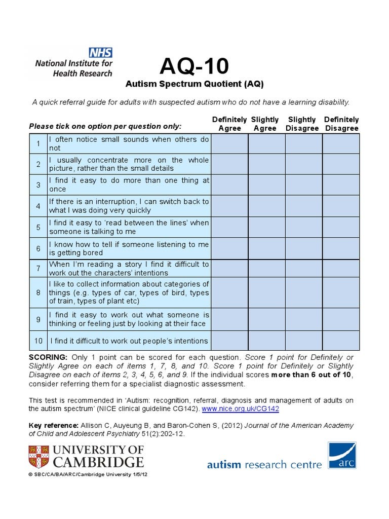 An artificial inteligence approach to the autism spectrum quotient (AQ ...