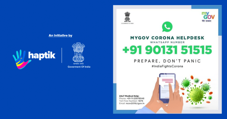 Haptik Develops WhatsApp Chatbot for Government of India to Raise COVID ...