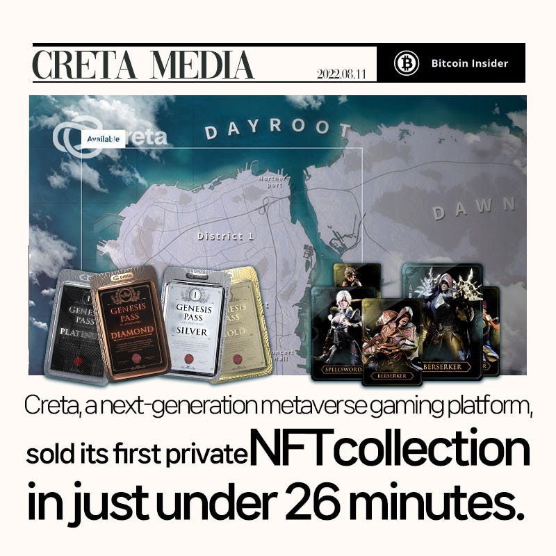 [Media] Creta, a next-generation metaverse gaming platform, sold its first private NFT ...