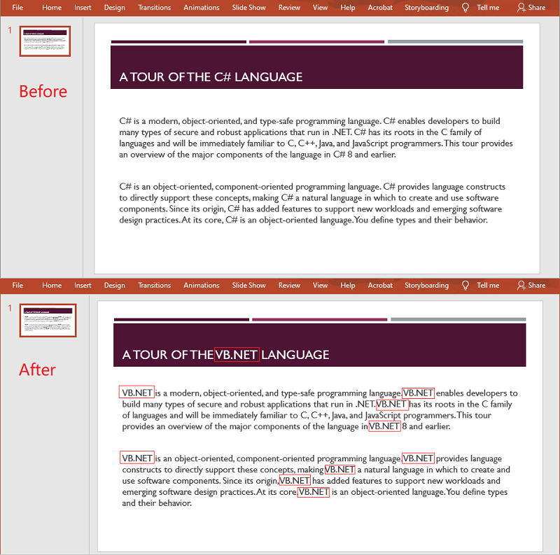 C#/VB.NET: Replace Text in PowerPoint | by Alice Yang | Medium