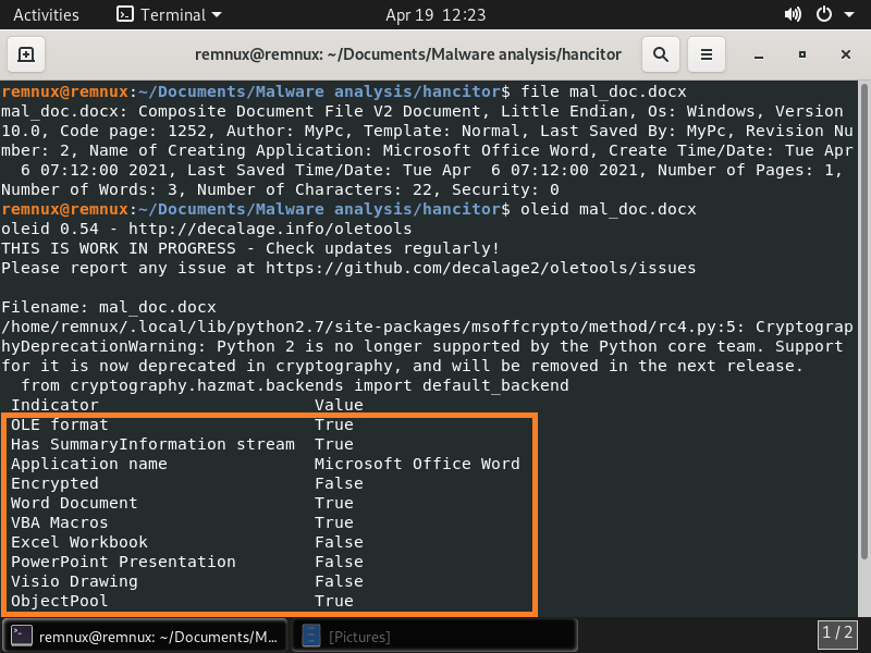 Malicious Document Analysis. Malware analysis is a practical effort ...