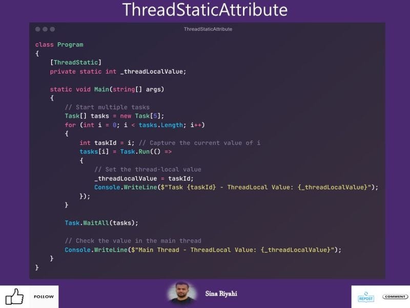 ThreadStaticAttribute. The ThreadStaticAttribute class in .NET… | by Sina Riyahi | Dec, 2024 ...