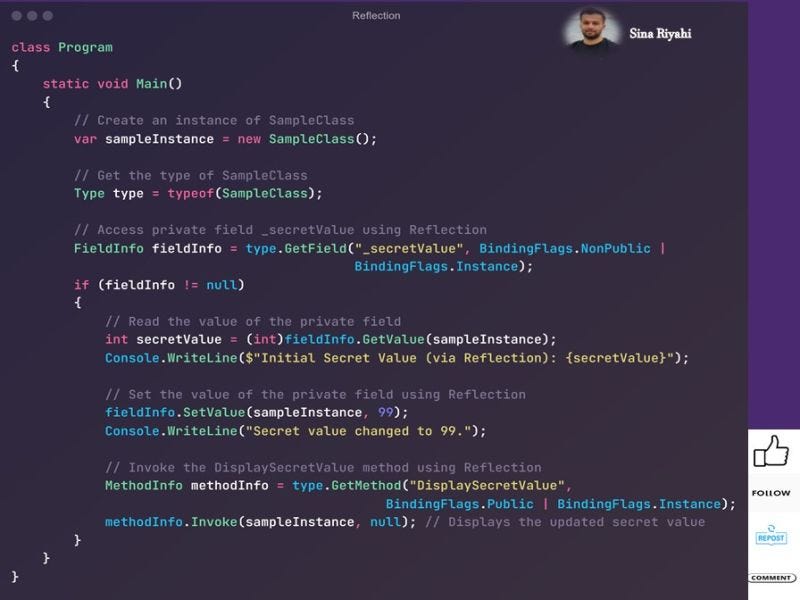 Reflection. Reflection in .NET Core is a powerful… | by Sina Riyahi ...