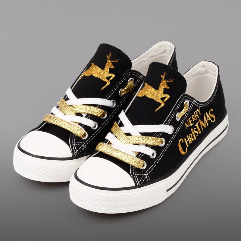 Christmas Canvas Shoes Low Top Sneakers Reindeer Style#3 | by ...