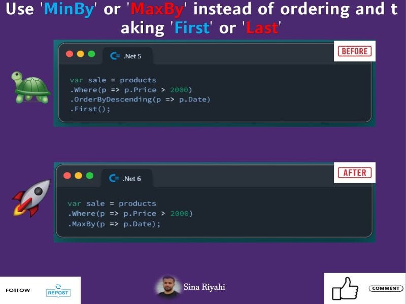 𝗨𝘀𝗲 ‘𝗠𝗶𝗻𝗕𝘆’ 𝗼𝗿 ‘𝗠𝗮𝘅𝗕𝘆’ 𝗶𝗻𝘀𝘁𝗲𝗮𝗱 𝗼𝗳 𝗼𝗿𝗱𝗲𝗿𝗶𝗻𝗴 𝗮𝗻𝗱 𝘁𝗮𝗸𝗶𝗻𝗴 ‘𝗙𝗶𝗿𝘀𝘁’ 𝗼𝗿 ‘𝗟𝗮𝘀𝘁’ You can use “MinBy” to ...