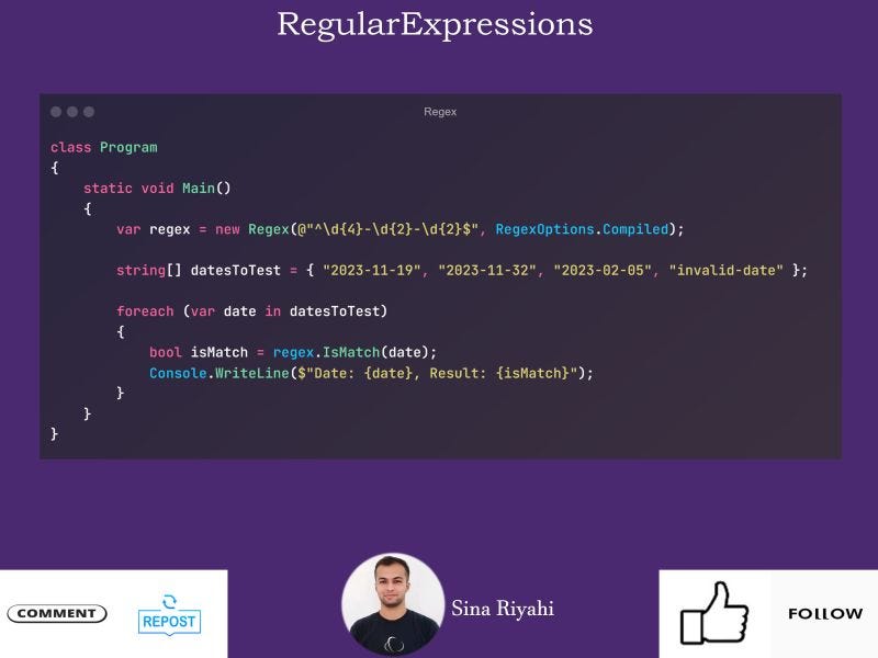 RegularExpressions. 🔎 Explanation of Precompiled Regular… | by Sina Riyahi | Feb, 2025 | Medium