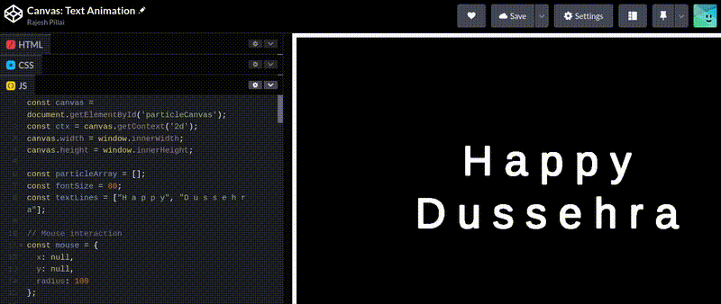 Tiny JavaScript Project: Text Particle Effect | by Rajesh Pillai | Level Up Coding
