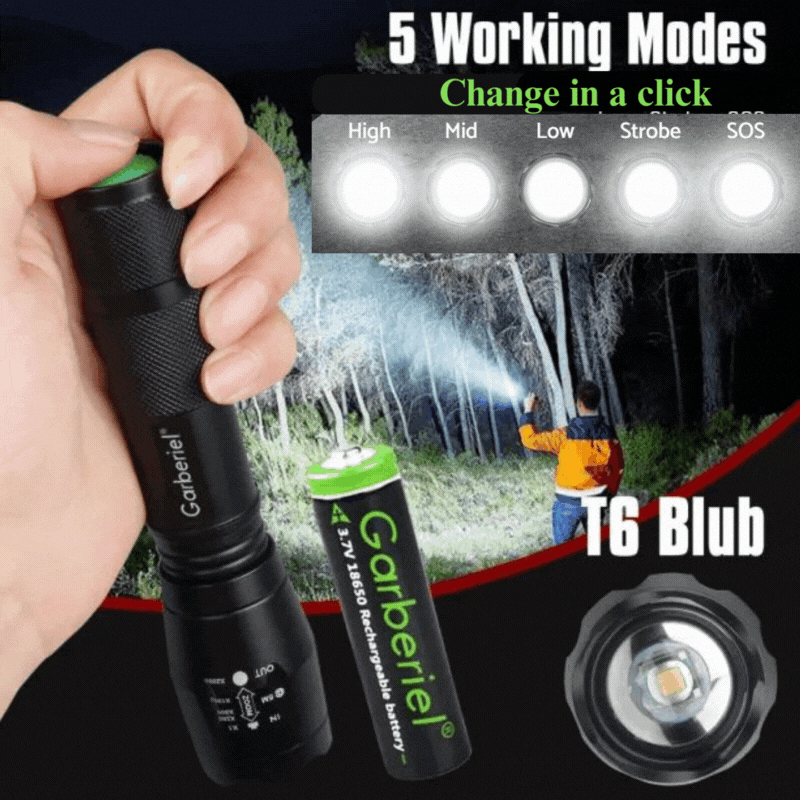 Garberiel Mini T6 1000LM Daily LED Flashlight Pocket Size with Light ...