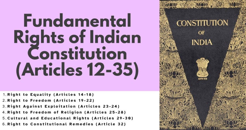 Fundamental Rights of Indian Constitution (Articles 12–35) | by ...