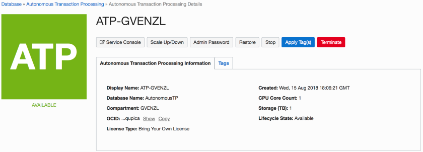 Autonomous Database: Creating an Autonomous Transaction Processing ...