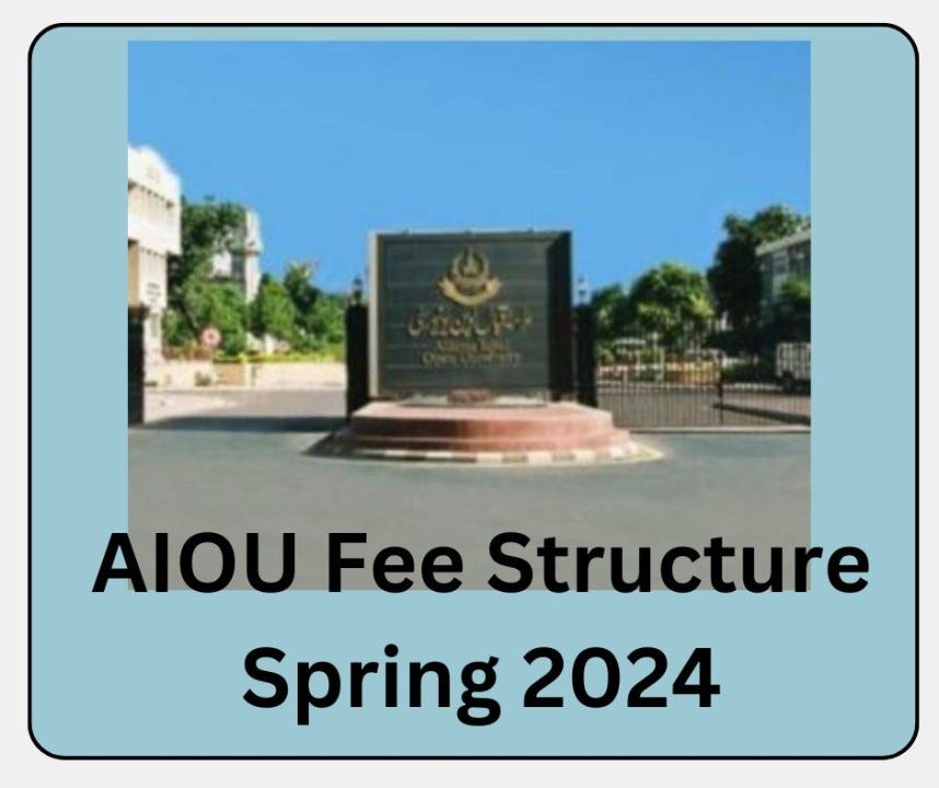 AIOU Fee Structure Spring 2024. If you are planning to study at AIOU ...