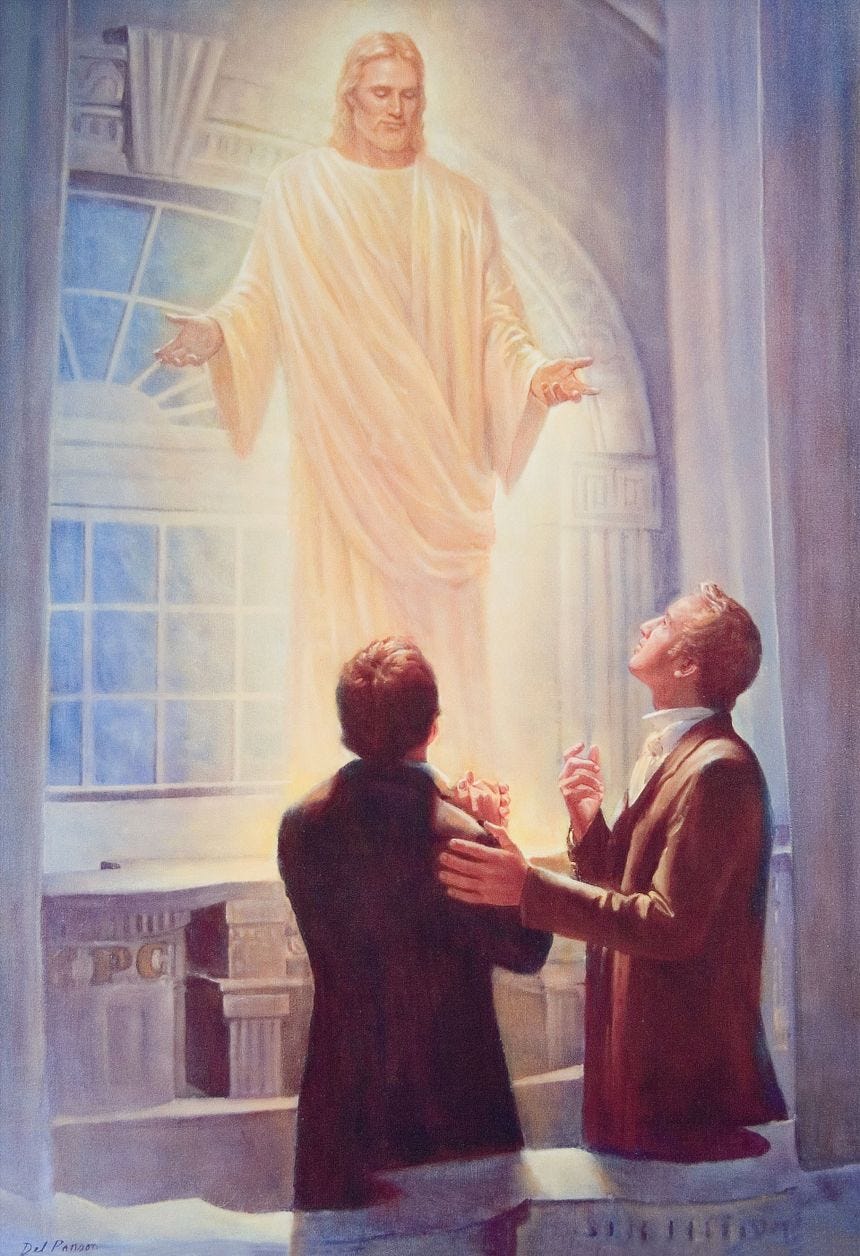Jehovah, Moses, Elias, and Elijah appear to the Prophet Joseph Smith ...