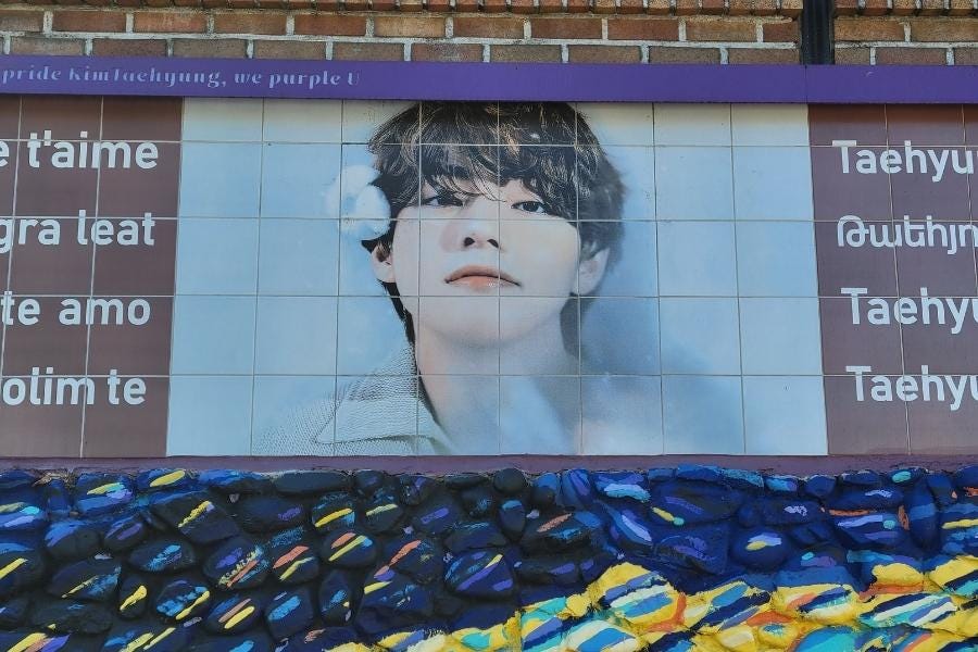 Take a Walk along BTS V Mural Street in Daegu: A Perfect Purple Art ...