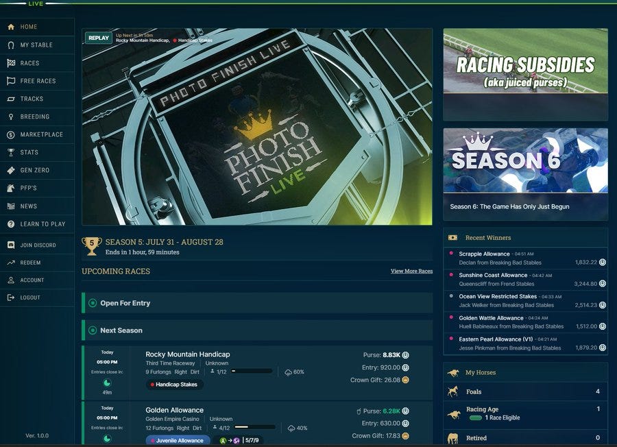 Photo Finish Live — A Web3 Game. A web3 virtual horse racing game with ...