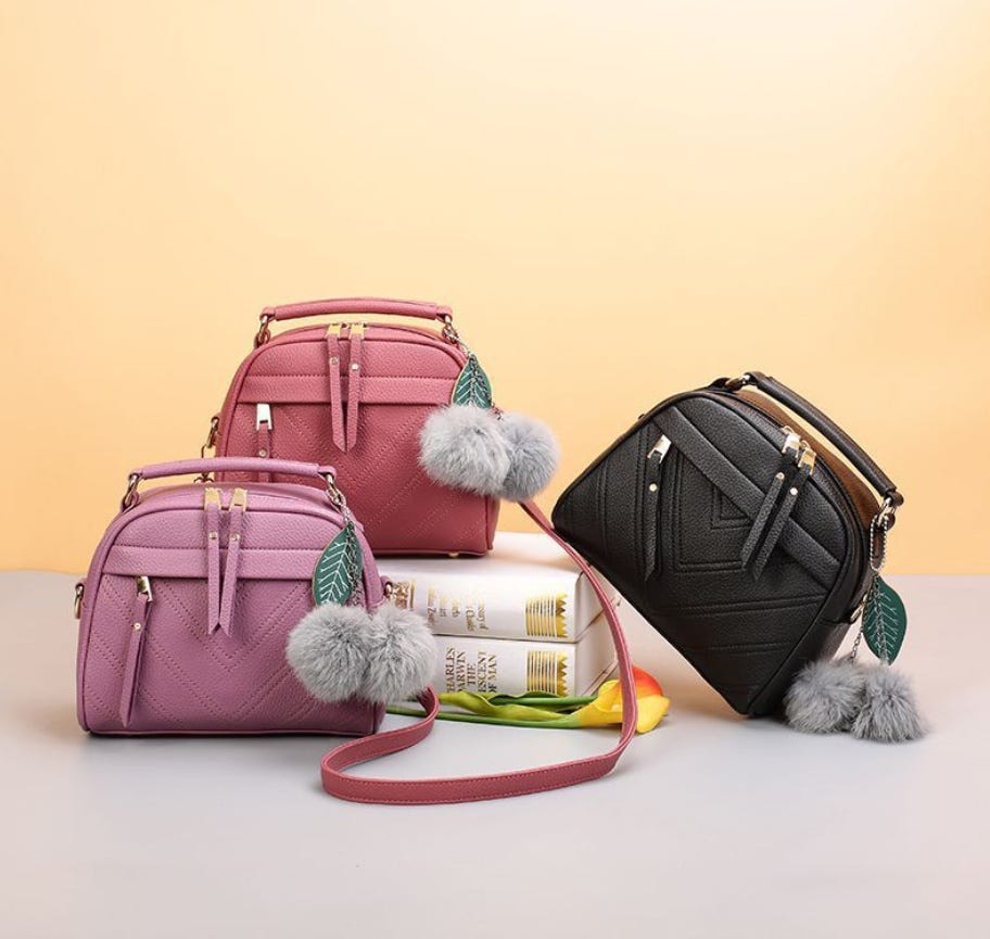 Fashionable Large Shoulder Bag with Hair Ball Pendant — 20–35L Capacity ...