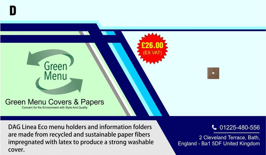 Dag Eco Square Menu Folders. DAG Style Eco square Menu Folders are a ...