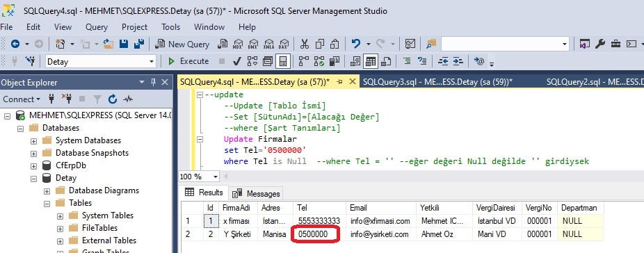 SQL — Update Komutu. SQL Tabolarımızdaki verileri… | by Mehmet Icme | Medium