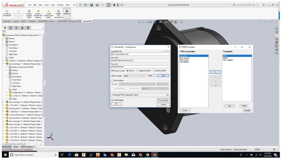 Solidworks BOM (Bill of Materials) Template Manager for OpenBOM plug-in ...