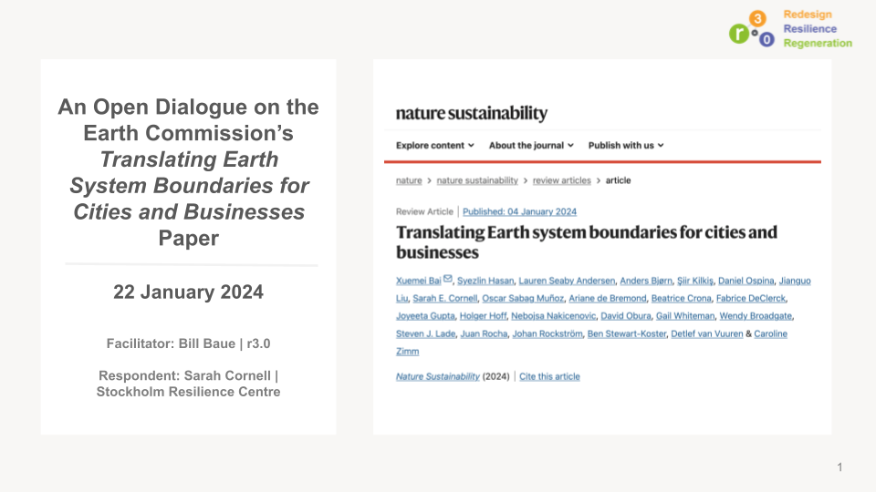 An Open Dialogue on the Earth Commission’s “Translating Earth System ...
