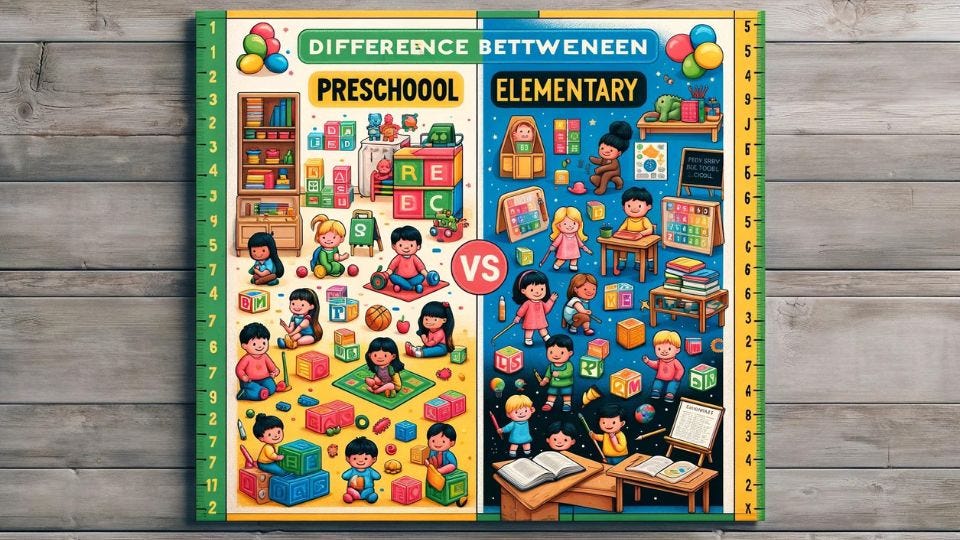 Preschool vs. Elementary School.. The difference between preschool and ...