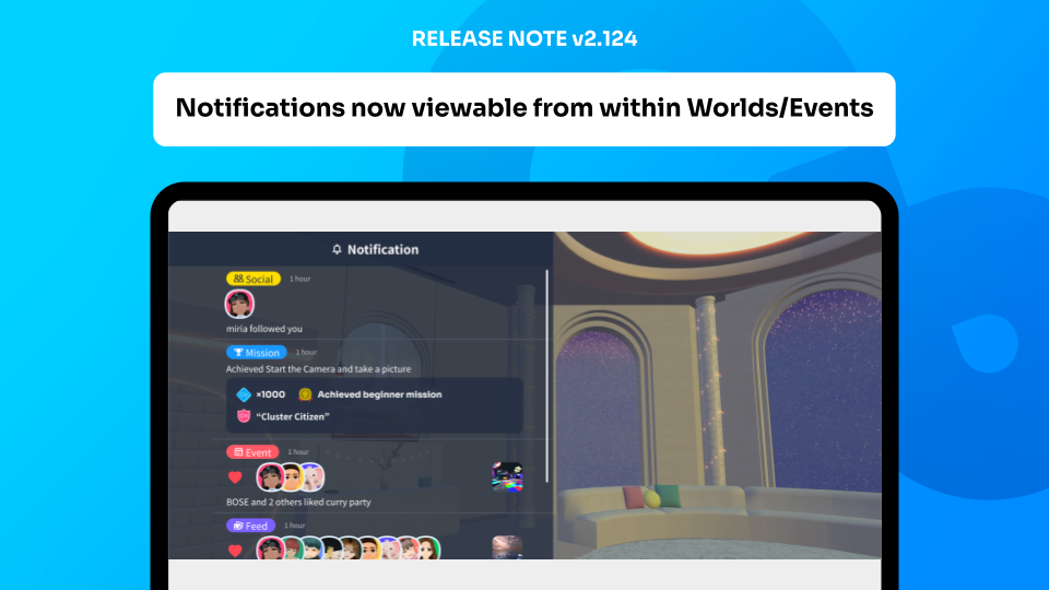 Release Note [Cluster v2.124]. Notifications now viewable from within ...