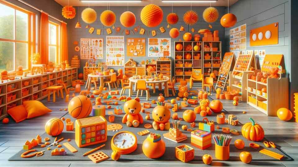 Orange-colored objects for preschool activities that make learning fun ...