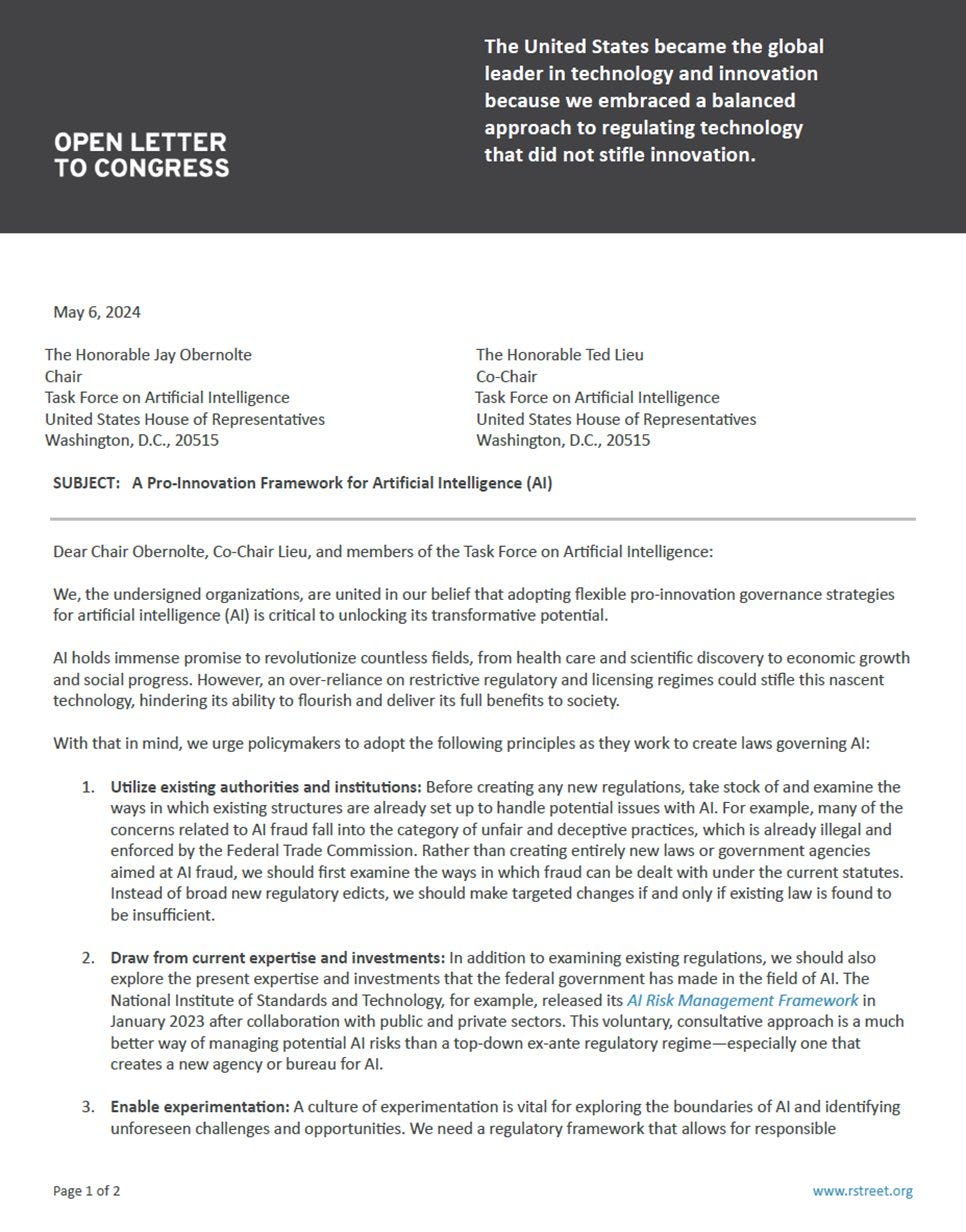 Group Letter: “A Pro-Innovation Framework for Artificial Intelligence ...