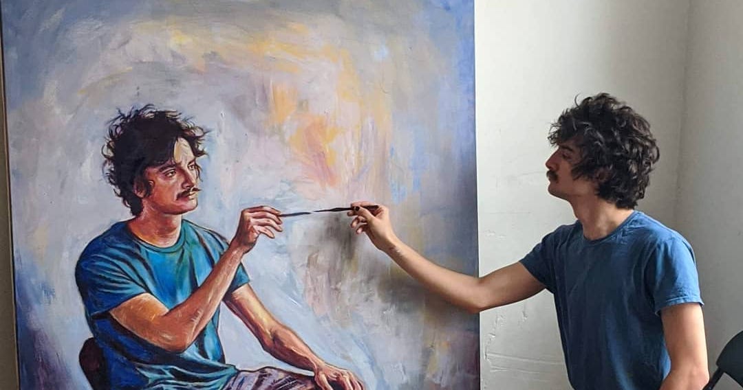 Artist Paints Himself Painting Himself Painting Himself Painting ...