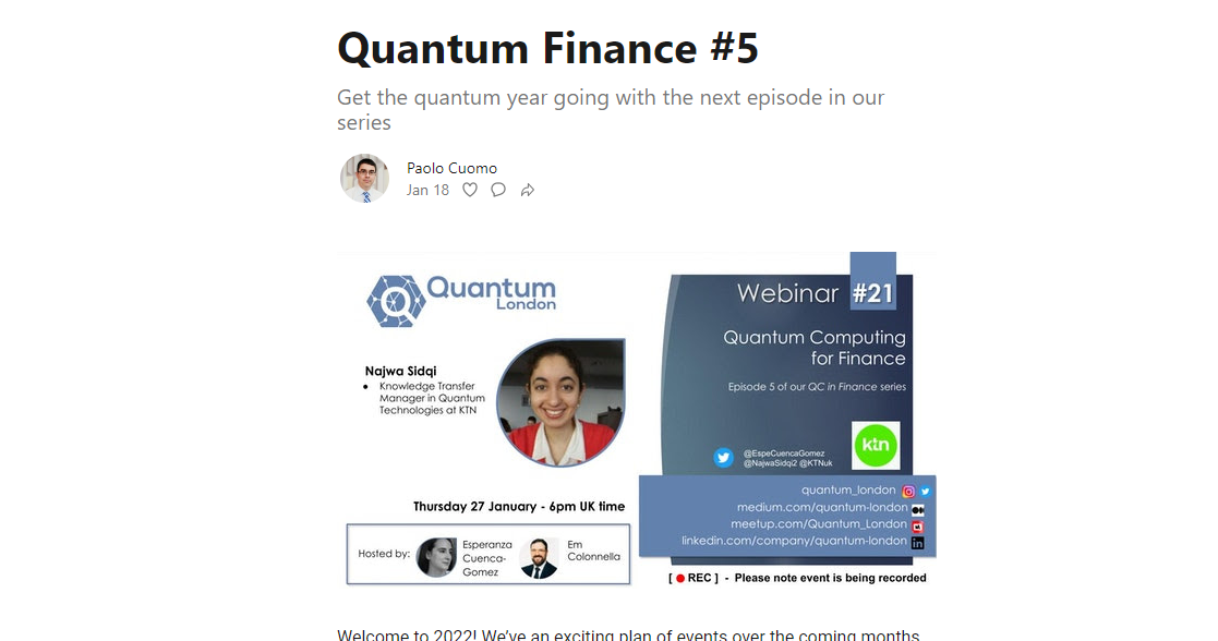 Newsletter: Quantum Finance #5. Newsletter from 18 January 2021 | by ...