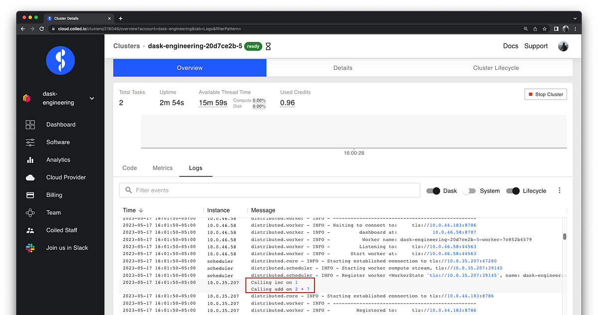 Distributed printing for Dask | Coiled