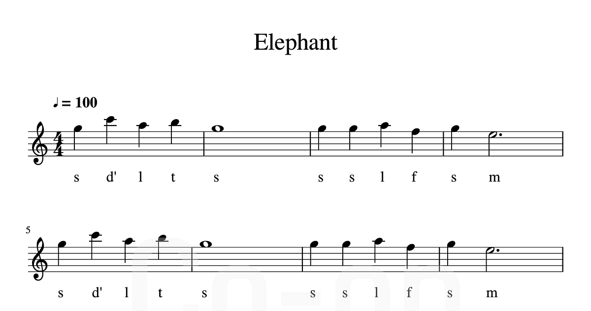 Learn “Elephant” in 5 Minutes. Staff with Solfege Notation | by Co-op ...