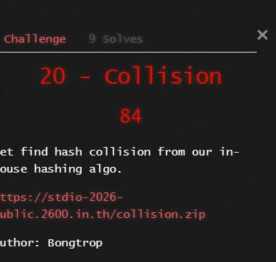 STDiO CTF 2023 Writeup: Collision | by miello | Medium