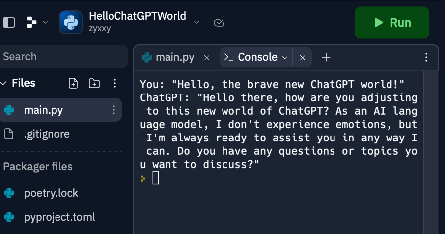 Hello, ChatGPT World! Run ChatGPT inside a Python script in 5 minutes ...