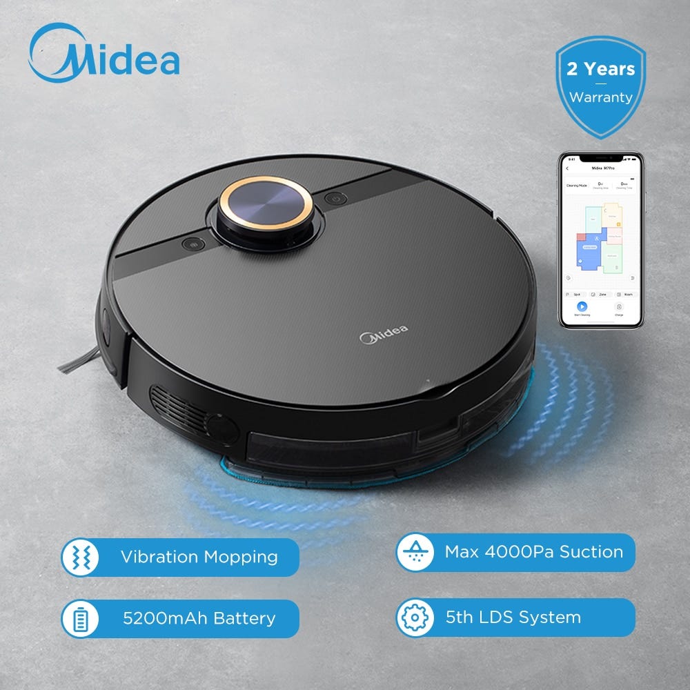 Hot Review! Midea M7 PRO Robot Vacuum Cleaner 4000Pa Suction 5200mAh ...