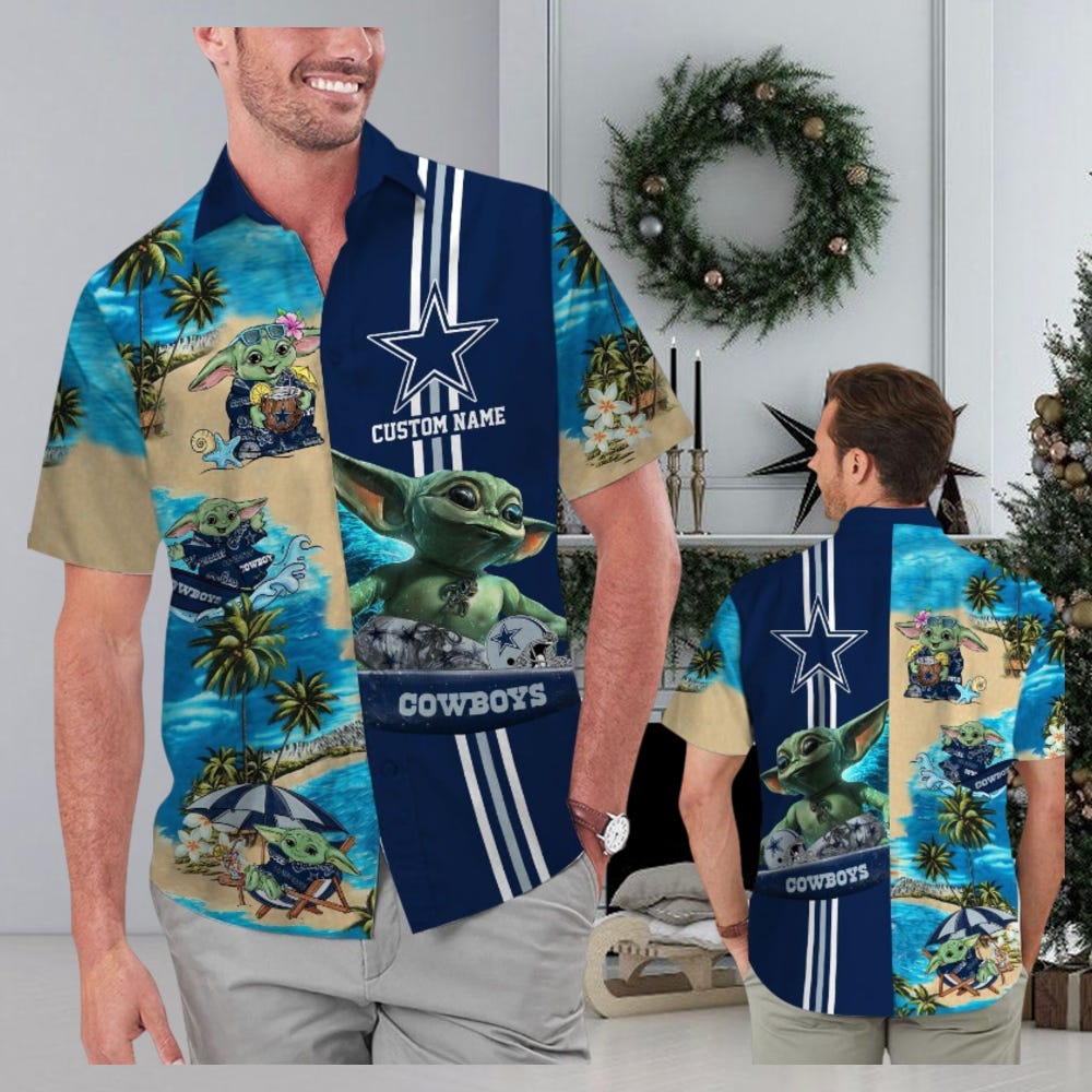 Dallas Cowboys Baby Yoda Name Personalized Short Sleeve Button Up ...