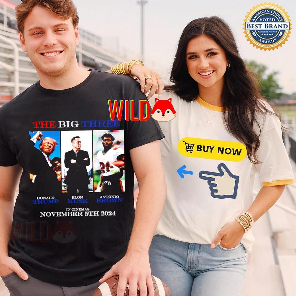 The Big Three Trump Musk Brown in Cinemas Shirt: A Bold Fusion of Icons ...