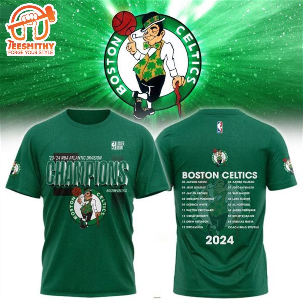 Boston Celtics 2023–2024 NBA Atlantic Division Champions 3D T-Shirt ...